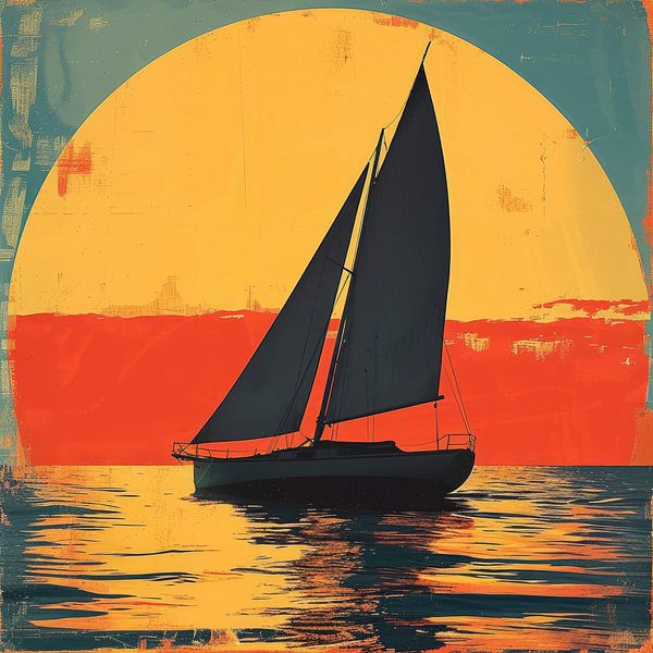 Zeilboot Zee Maritiem Maan Scheepvaart van Niklas Maximilian op canvas ...