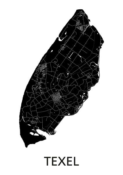 Texel Map | Black and white by WorldMapShop on canvas, poster ...