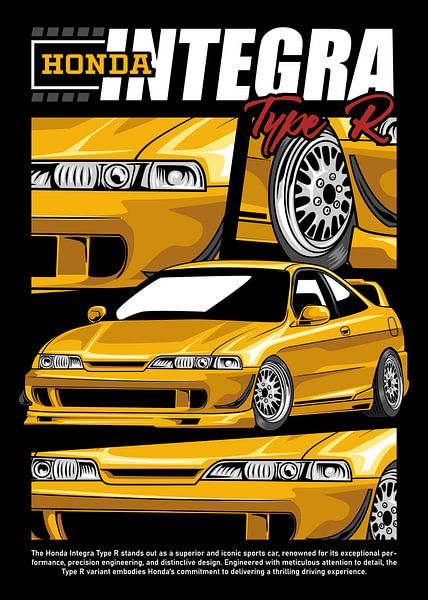 Honda Integra Type R DC2 JDM Car by Adam Khabibi on canvas, poster ...