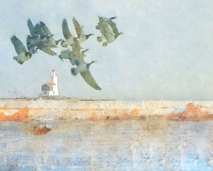 Kruiend ijs bij het Paard van Marken van Ger Veuger op canvas, behang ...