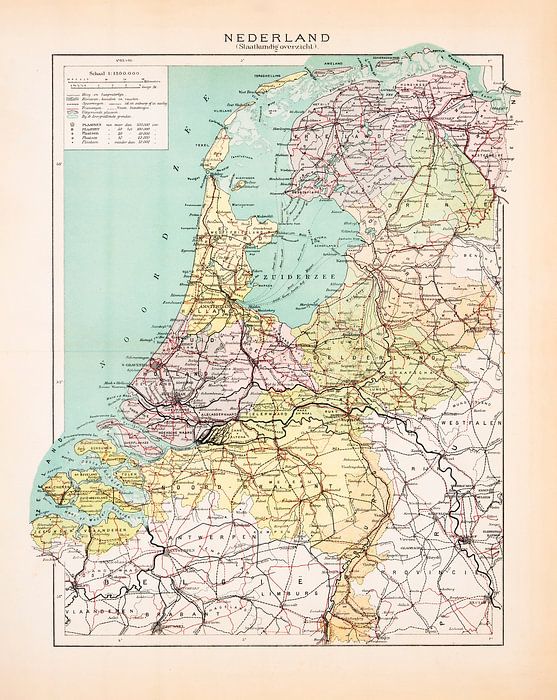 Noordzee, zeekaart. Vintage kaart ca. 1900 van Studio Wunderkammer op ...