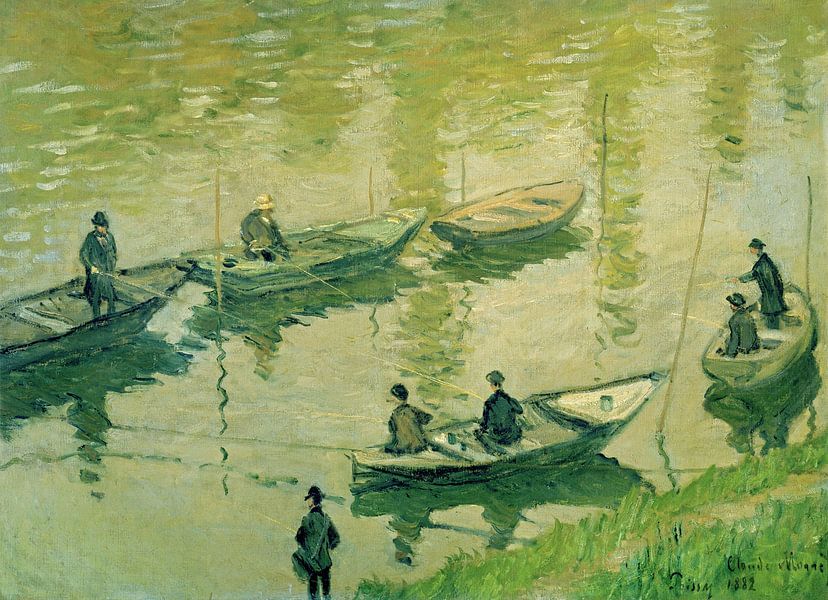 Claude Monet,Groep vissers op de Seine bij Poissy, 1882, Monet op ...