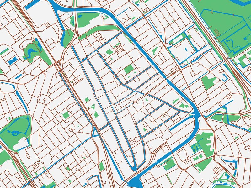 Kaart van Delft Centrum in de stijl Urban Ivory van Map Art Studio op ...