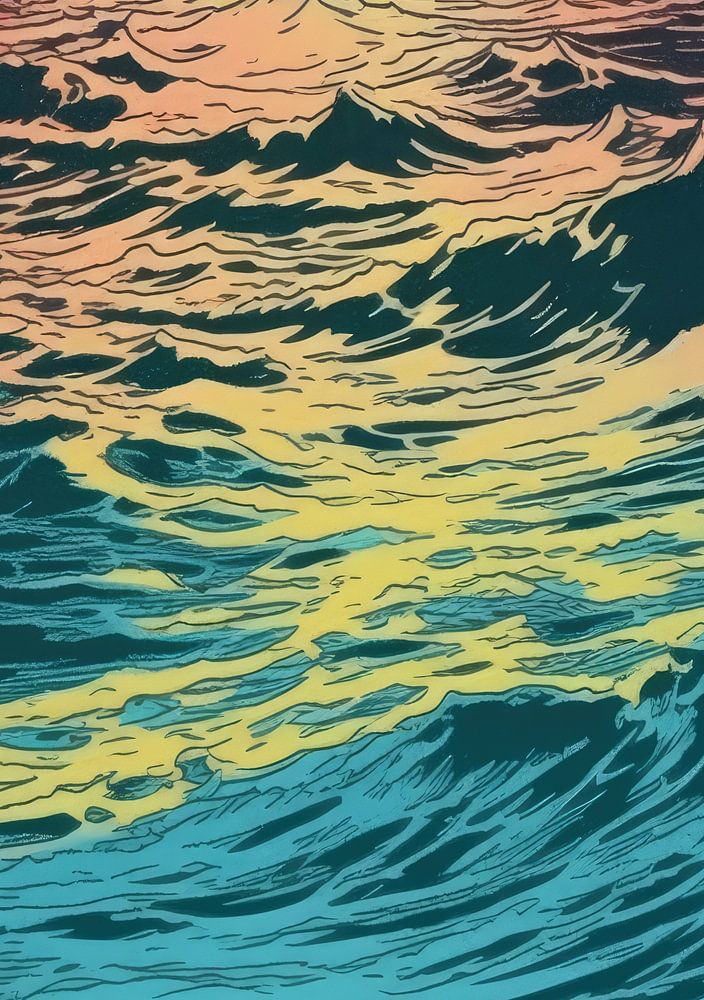 Zee Poster Pop Art Zonsondergang van Niklas Maximilian op canvas ...