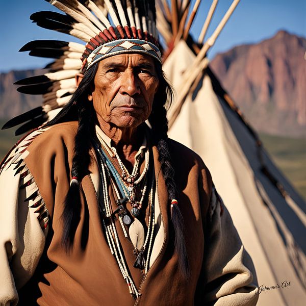 Realistic Native American Art 12 van Johanna's Art op canvas, behang en ...