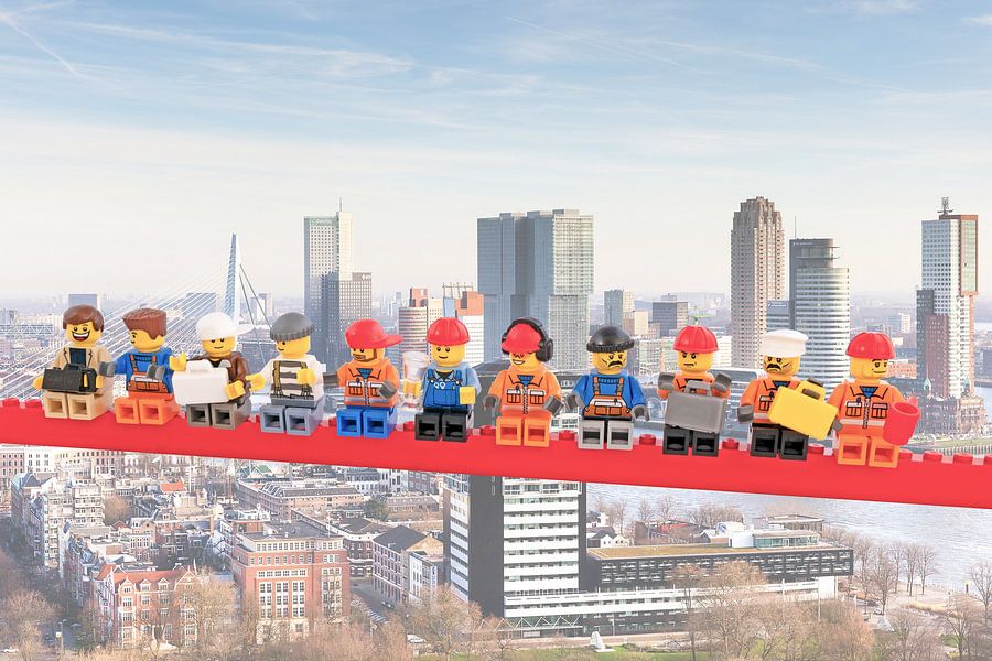 Lunch atop a skyscraper Lego - Rotterdam van Marco van den Arend op ...