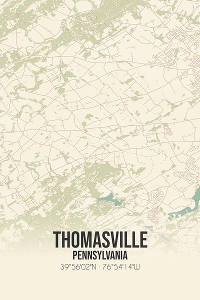 Vintage map of Thomasville (Pennsylvania), USA. by MyCityPoster on ...