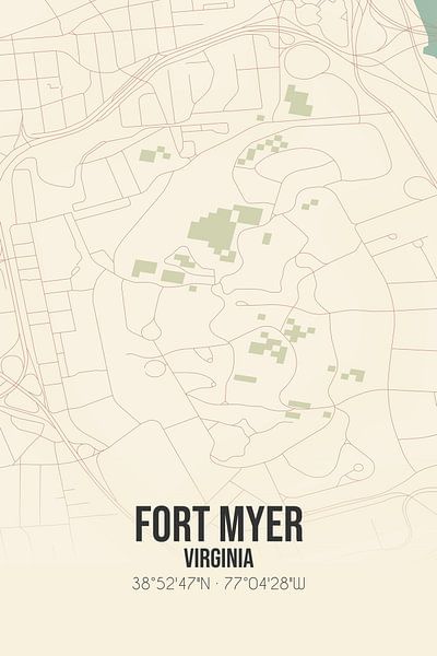 Vintage landkaart van Fort Myer (Virginia), USA. van Stad & Wand op ...