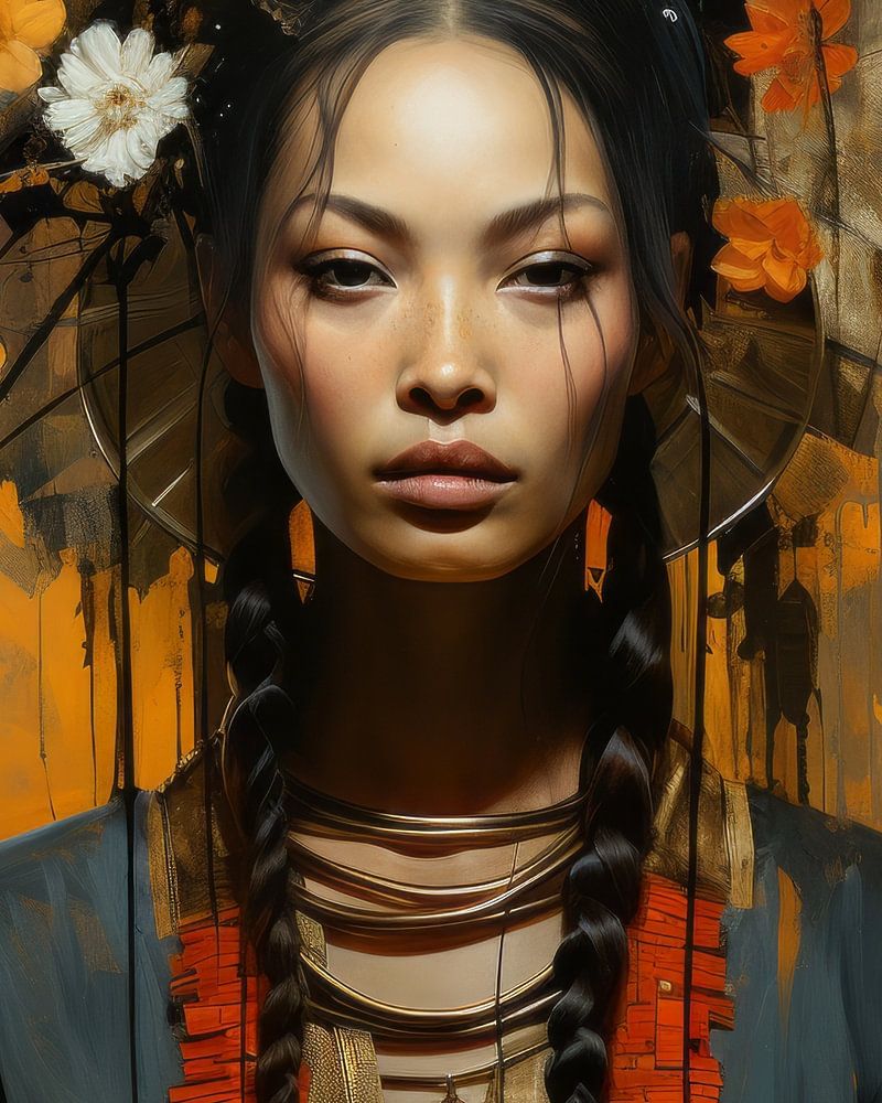 Modern portret met elementen uit verschillende culturen van Carla Van ...