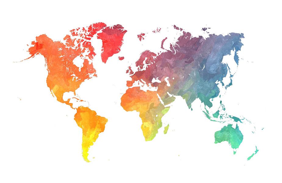 world map colors #map by JBJart Justyna Jaszke on canvas, poster ...