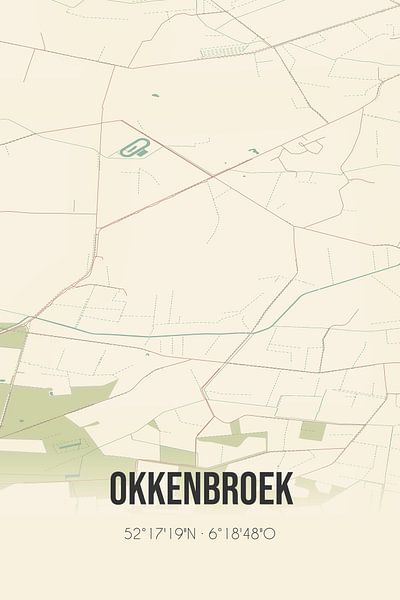 Vintage landkaart van Okkenbroek (Overijssel) van Stad & Wand op canvas ...
