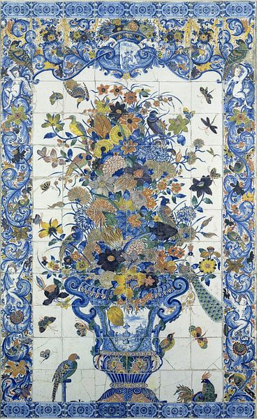 Tiled tableau with floral still life on canvas, poster, wallpaper and more