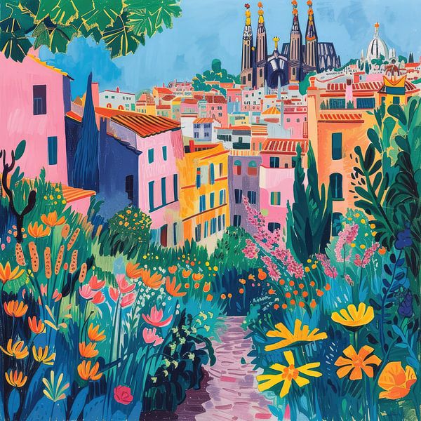 Barcelona "Sagrada Família" Spanje van Niklas Maximilian op canvas ...