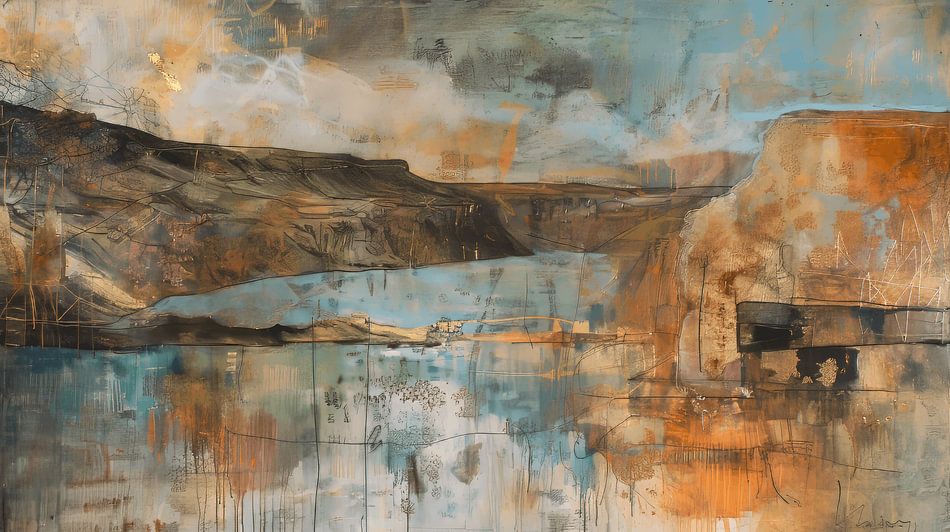 Abstract landschap in aardetinten van Studio Allee op canvas, behang en meer