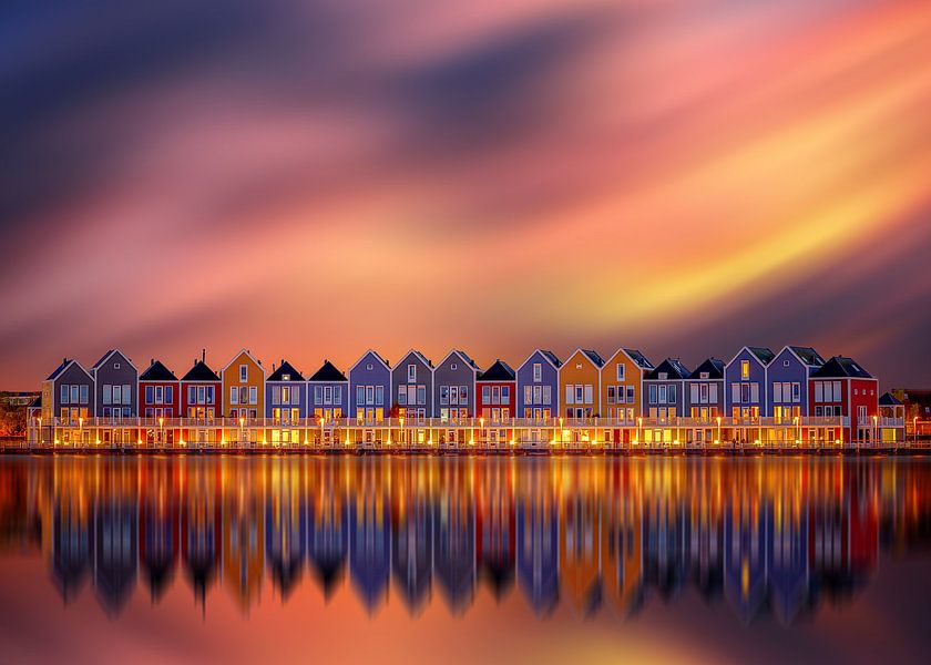 Rainbow Houses in The Netherlands by Michiel Buijse on canvas, poster ...