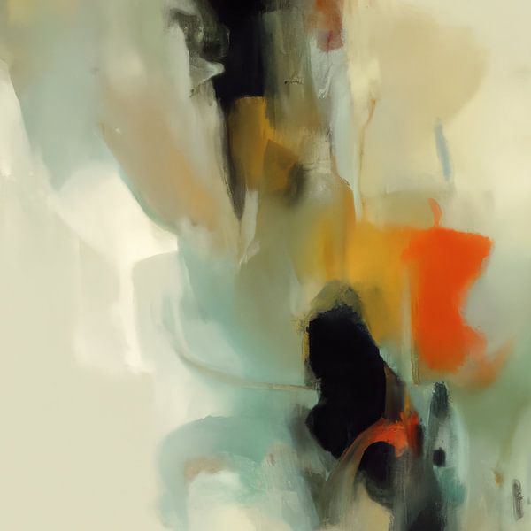 Modern abstract in pastel aardetinten met zwart van Studio Allee op canvas, behang en meer