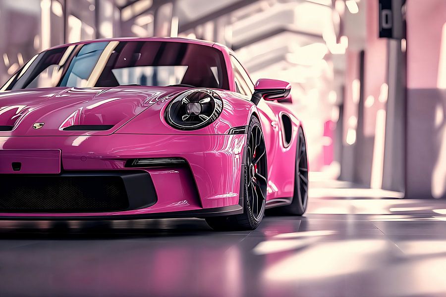 Pink Porsche 911 GT3 by PixelPrestige on canvas, poster, wallpaper and more
