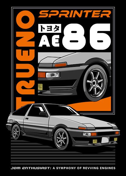 Toyota Sprinter Trueno AE86 JDM Car by Adam Khabibi on canvas, poster ...