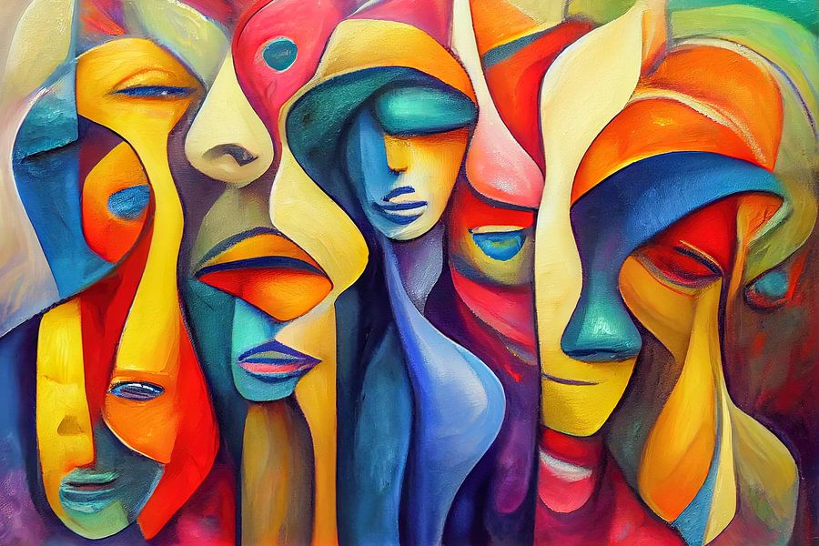 Mixed faces van Bert Nijholt op canvas, behang en meer