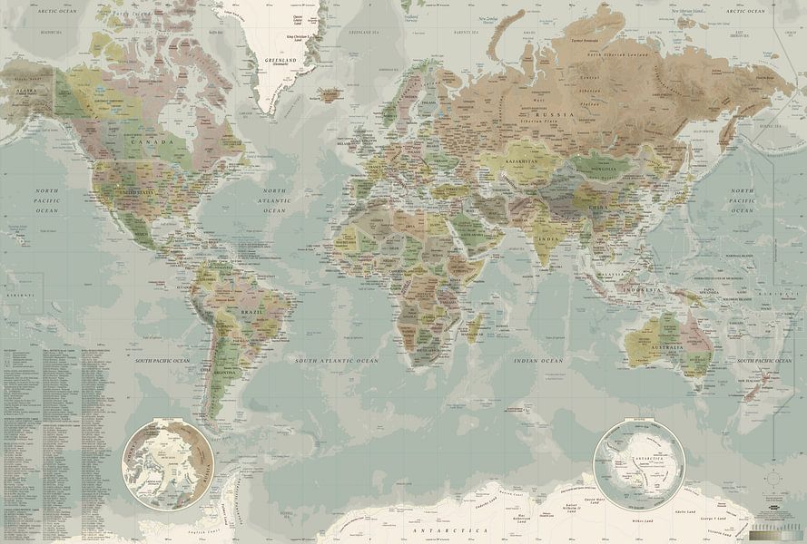 World Map ANTIC style (2025 update) by MAPOM by Geoatlas on canvas ...