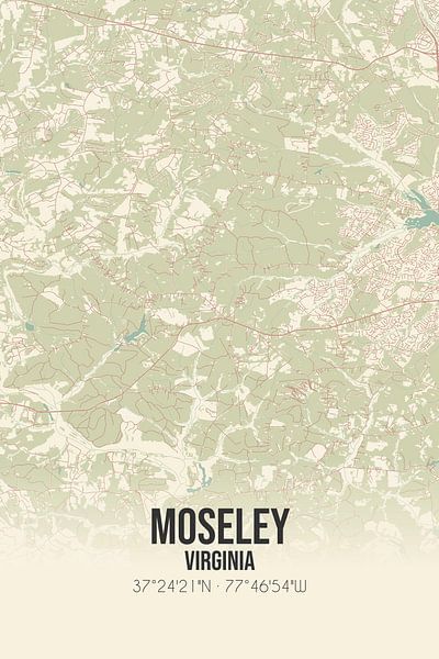 Vintage map of Moseley (Virginia), USA. by MyCityPoster on canvas ...