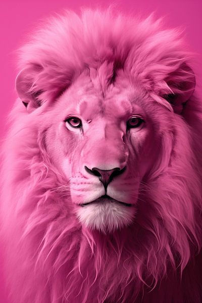 Lion pink by Wall Wonder on canvas, poster, wallpaper and more