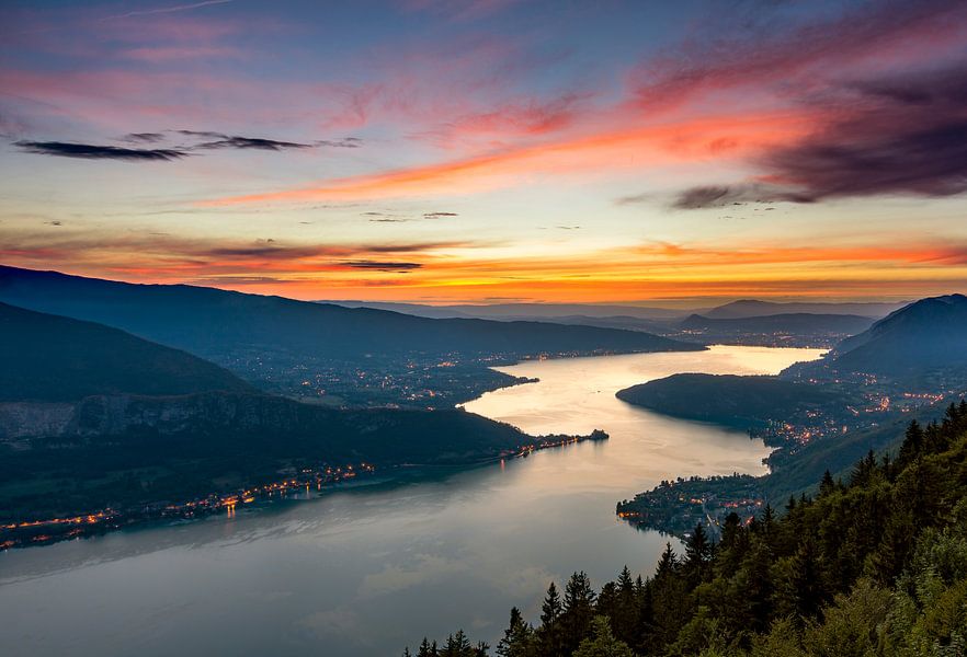 Amazing colors above Lake Annecy by Sander Grefte on canvas, poster ...