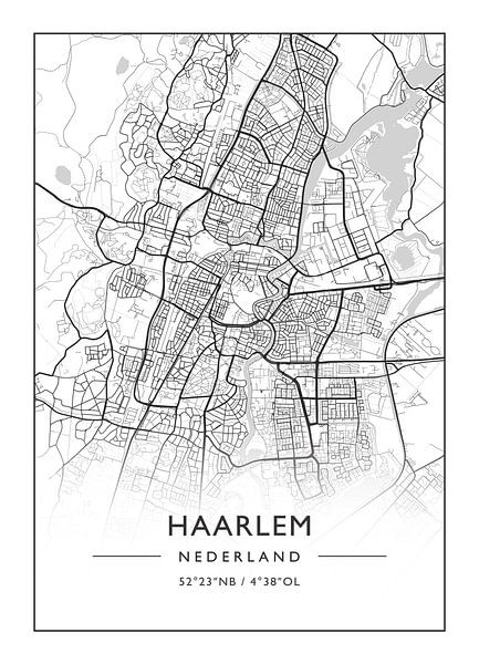 Plattegrond van Haarlem | Stadskaarten van Posters & Prints op canvas ...