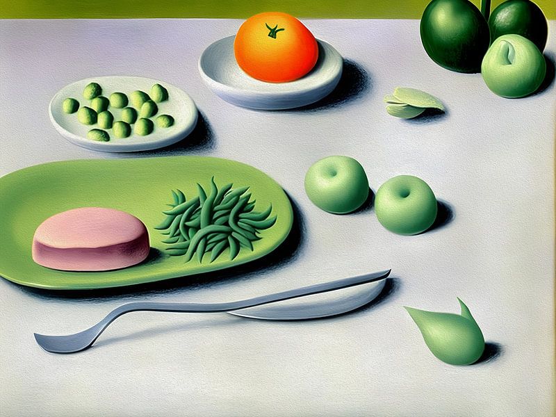 A table of surreal food by Artclaud on canvas, poster, wallpaper and more