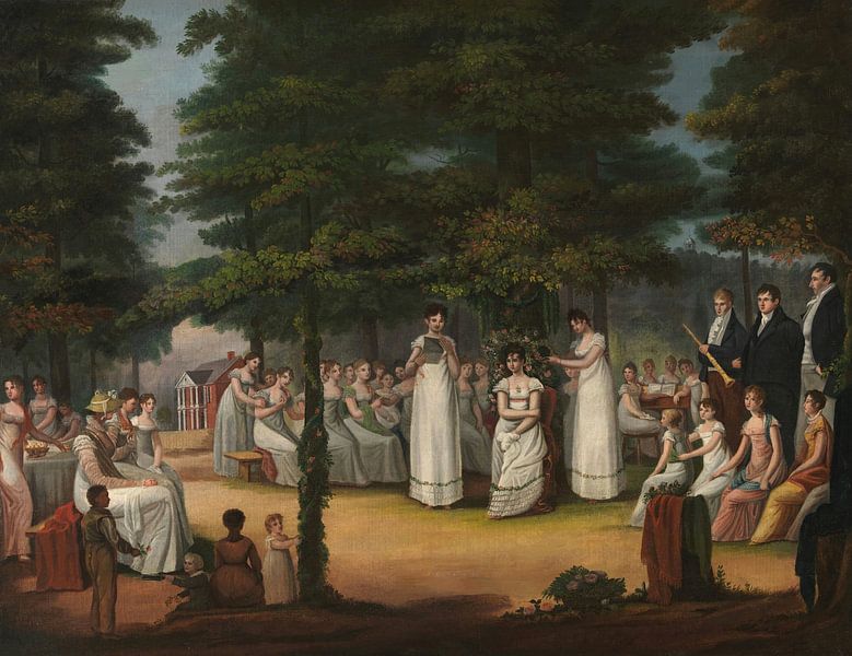 De meikoningin (De kroning van Flora), Jacob Marling op canvas, behang ...