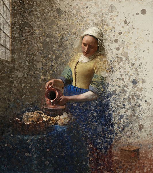 Het melkmeisje, naar het werk van Johannes Vermeer, ca. 1660 Gouden Ee ...