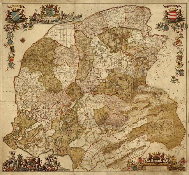 Map of Friesland on canvas, poster, wallpaper and more