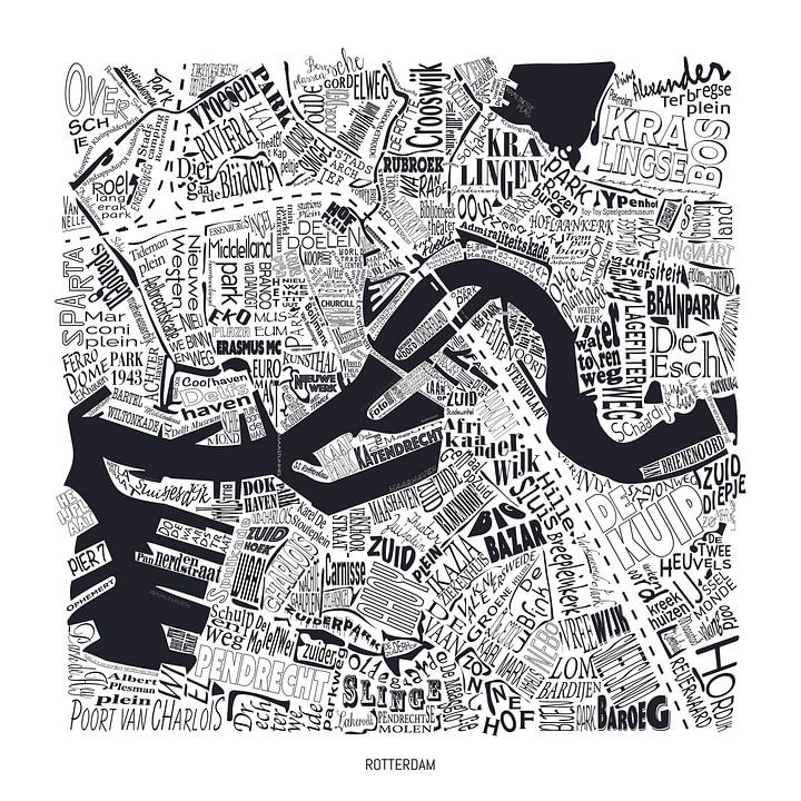 Order Beautiful Maps of Rotterdam Art as Wall Art | Art Heroes