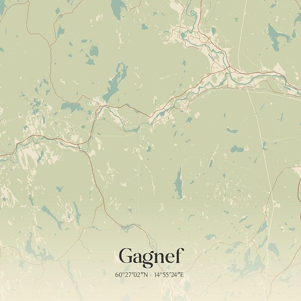 Vintage map of Gagnef, Sweden. by MyCityPoster on canvas, poster ...