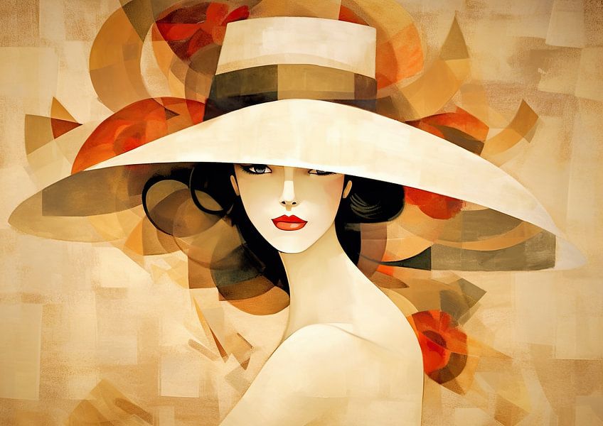 Vrouw met Hoed 98.91 van Blikvanger Schilderijen op canvas, behang en meer