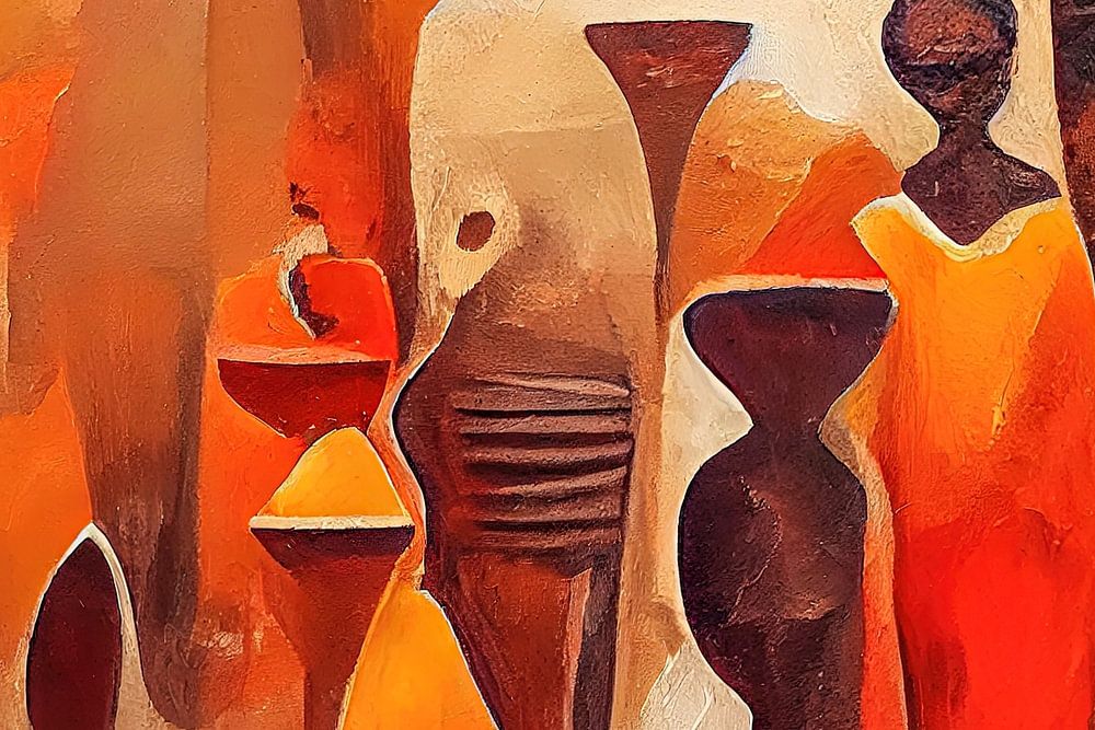 Afrikaanse vormen en kleuren van Bert Nijholt op canvas, behang en meer