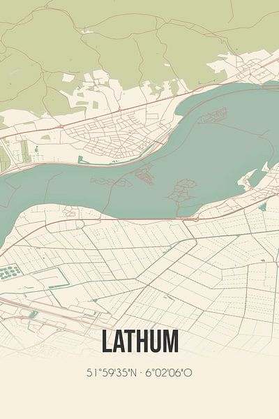 Vintage map of Lathum (Gelderland) by MyCityPoster on canvas, poster ...