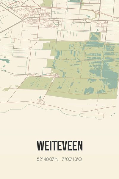 Vintage map of Weiteveen (Drenthe) by Prints of Place on canvas, poster ...