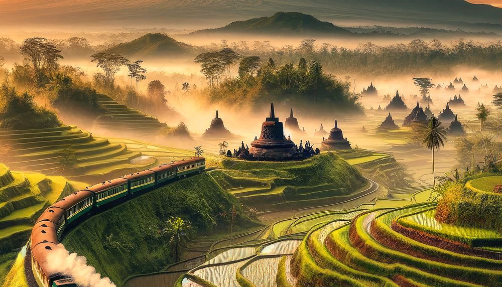 Een treinreis door Java van Jeroen Kleiberg op canvas, behang en meer