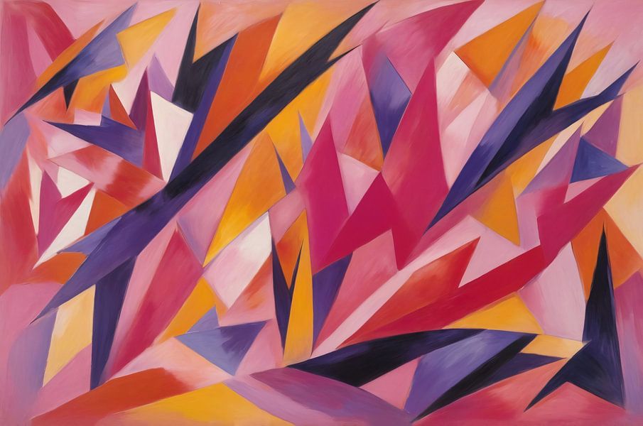 Dynamisch Kleurenspel van Vormen van De Muurdecoratie op canvas, behang ...