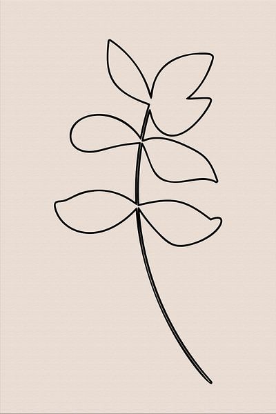 Japandi. Boho botanische plant op beige nr. 7 van Dina Dankers op canvas, behang en meer