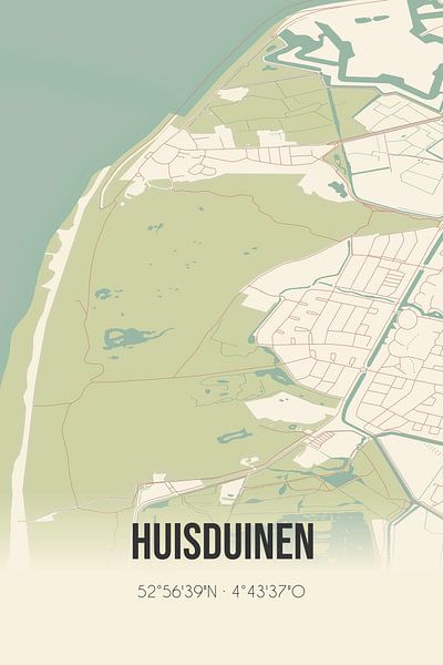 Vintage map of Huisduinen (North Holland) by MyCityPoster on canvas ...