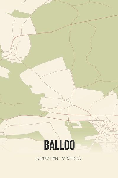 Vintage landkaart van Balloo (Drenthe) van MijnStadsPoster op canvas ...