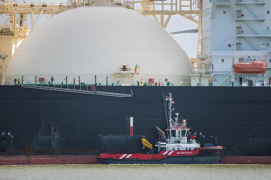 Sleepboot Waterstraat met Marvel Pelican van Jan Georg Meijer op canvas ...