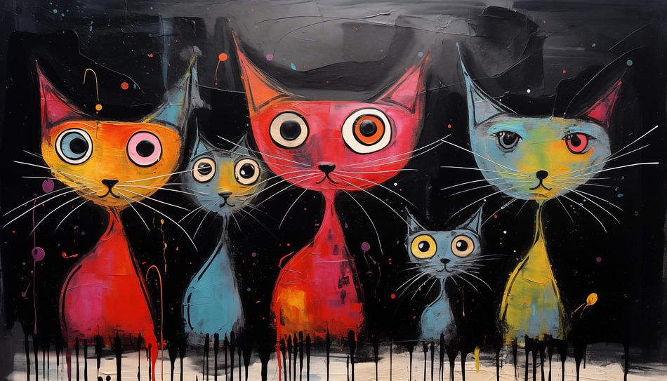 Abstracte katten panorama van TheXclusive Art op canvas, behang en meer