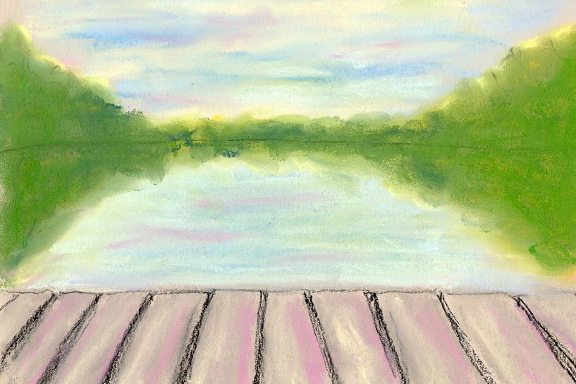 Zomerdag aan het water van Wietske Westra op canvas, behang en meer