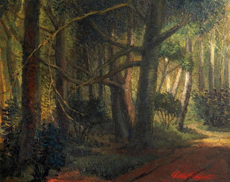 Bospad in het Calmeynbos te De Panne - Olieverf op doek van Galerie ...