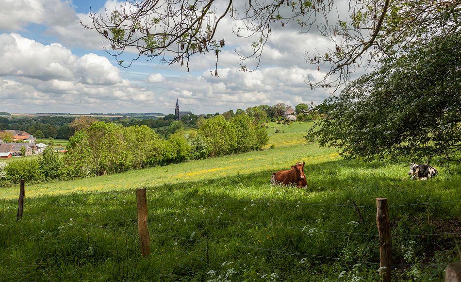 Uitzicht op Vijlen in Zuid-Limburg tijdens de Lente van John Kreukniet ...
