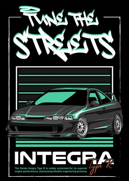 Honda Integra Type R DC2 JDM Car by Adam Khabibi on canvas, poster ...