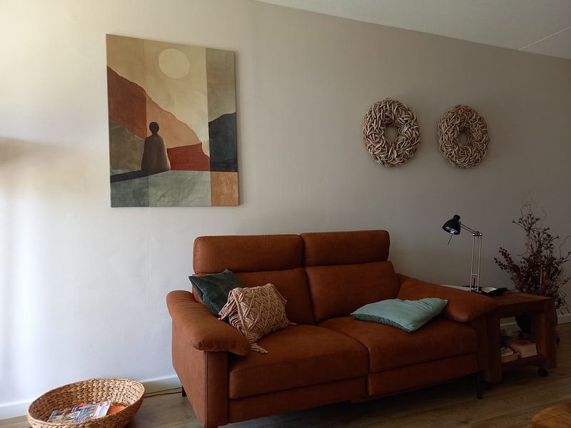 Dagdromer, modern en abstract in aardetinten van Studio Allee op canvas, behang en meer
